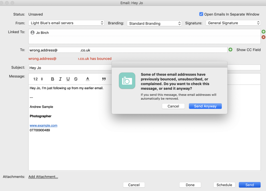 Dealing with bounced emails – Light Blue