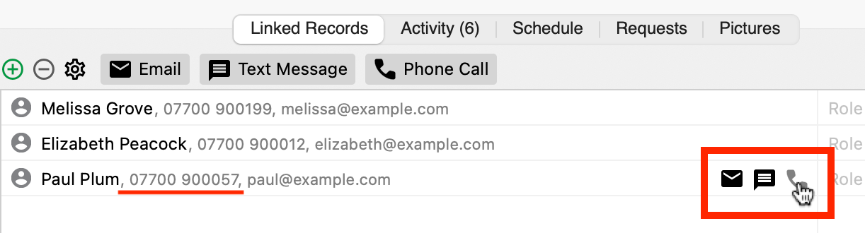 Phone Call button in Light Blue’s desktop app – Light Blue