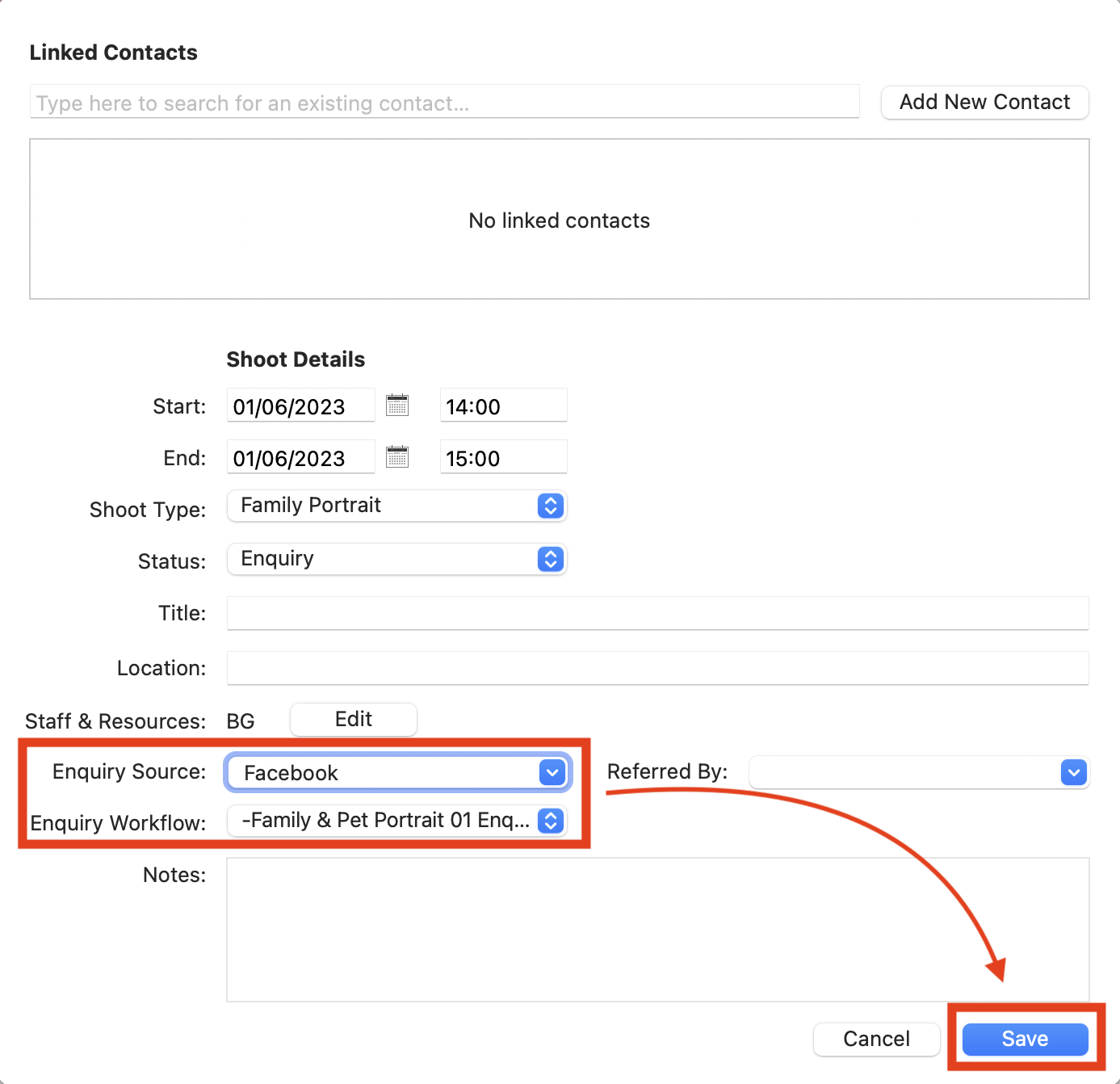 Shoots: how to quickly book a shoot via the Calendar view – Light Blue