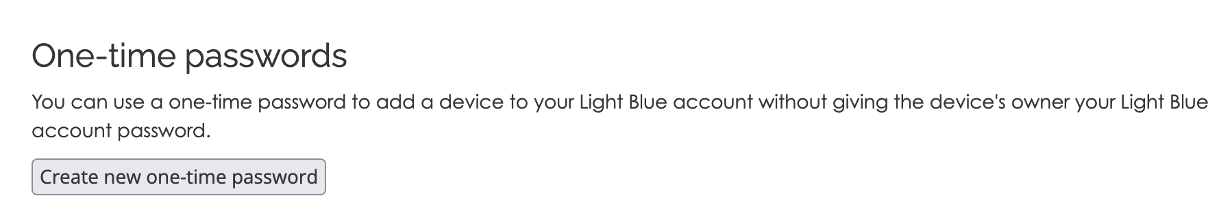 Creating one-time passwords – Light Blue