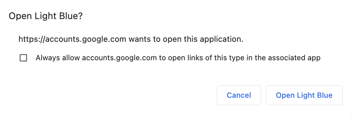 Linking a Google account to Light Blue – Light Blue
