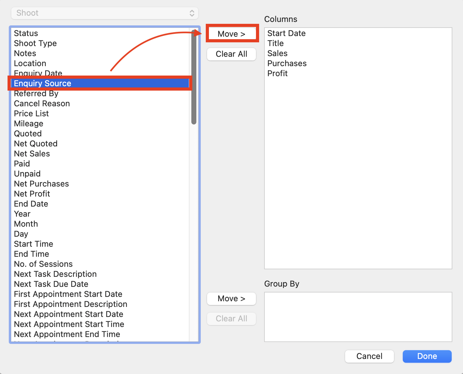 Analysing Records using the List View – Light Blue
