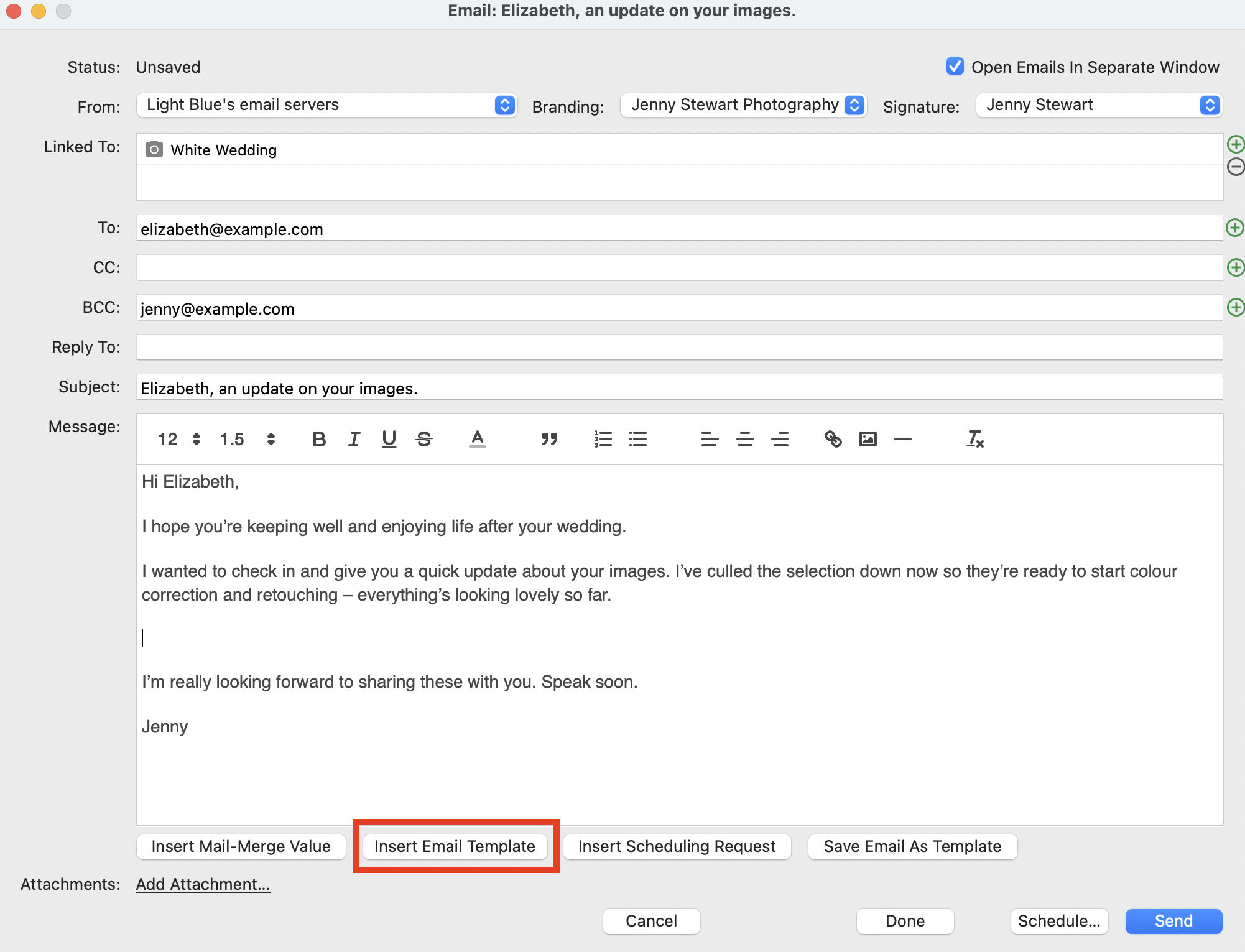 Using templates for email and text messages – Light Blue