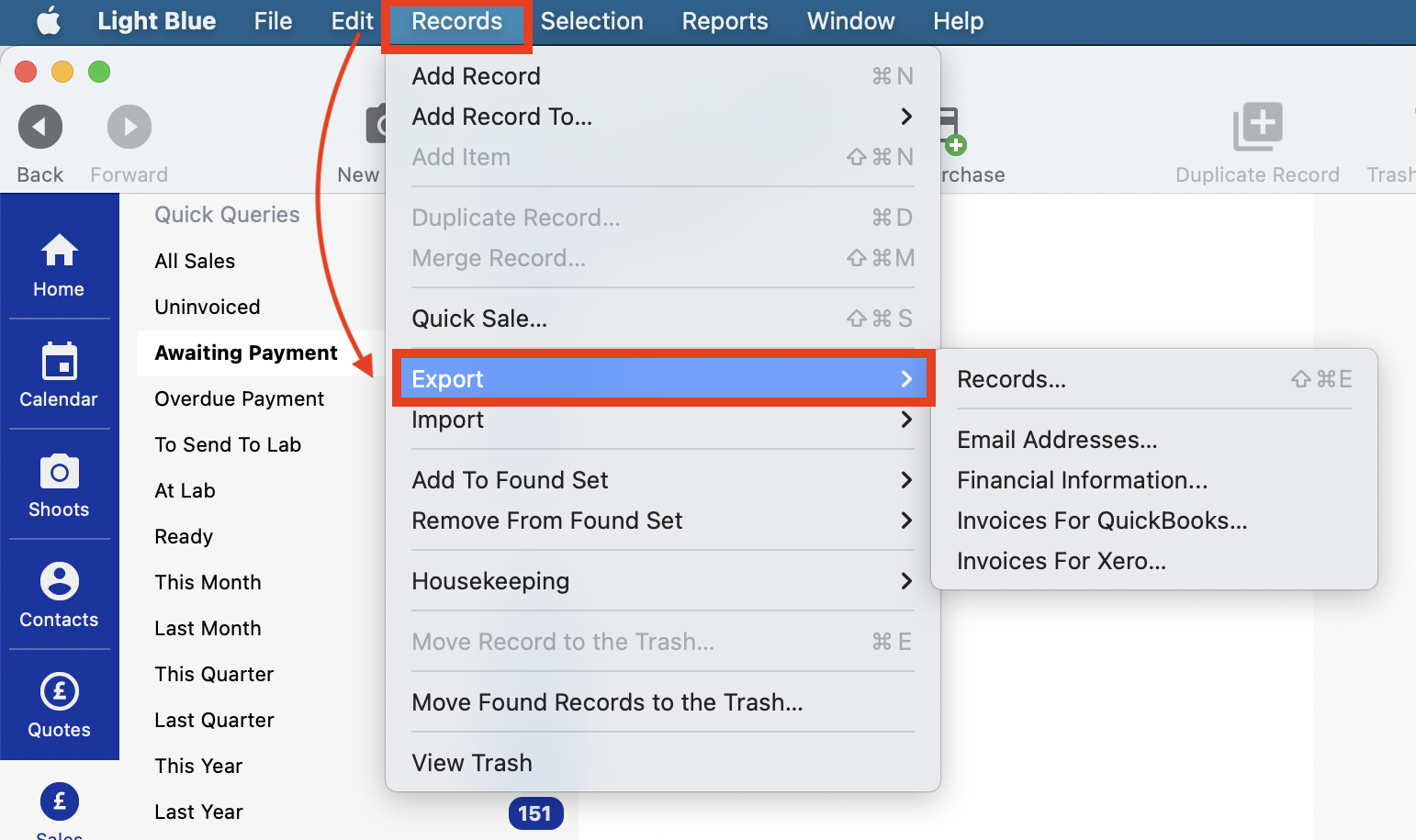 Exporting information from Light Blue – Light Blue