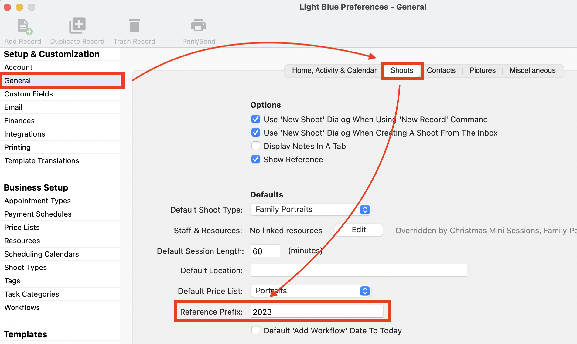 Shoot Reference numbers – Light Blue