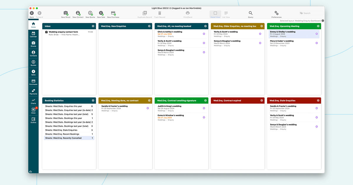 Wedding enquiry management – Light Blue