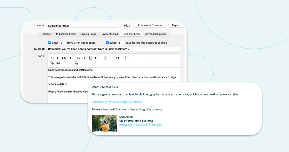 Never Miss a Booking with Automated Contract Reminders – Light Blue